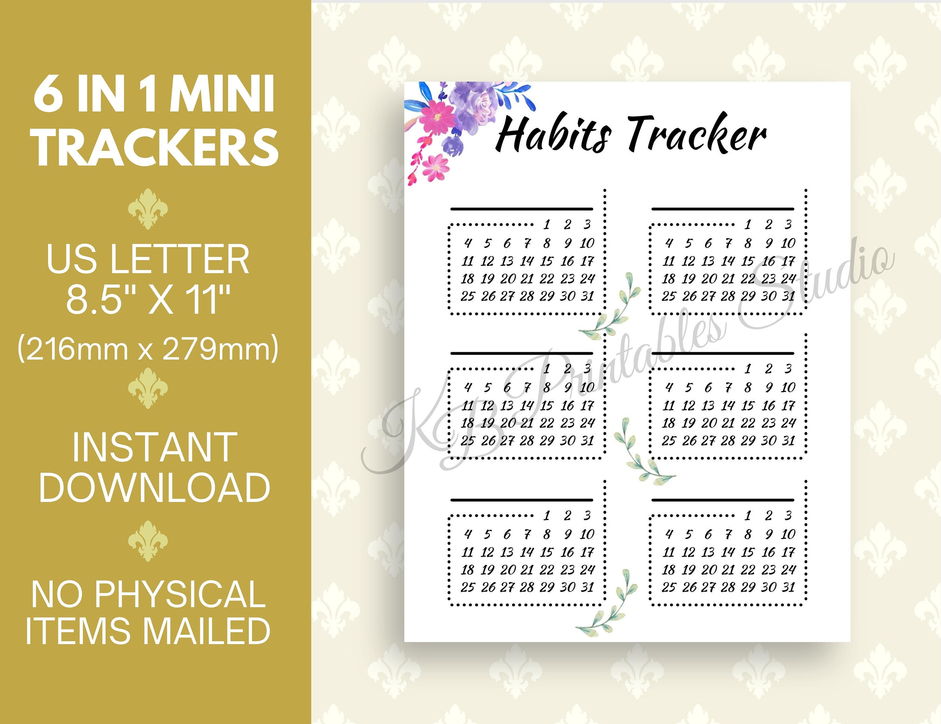 6-in-1 Mini Habits Tracker, Health and Fitness Printable (digital ...