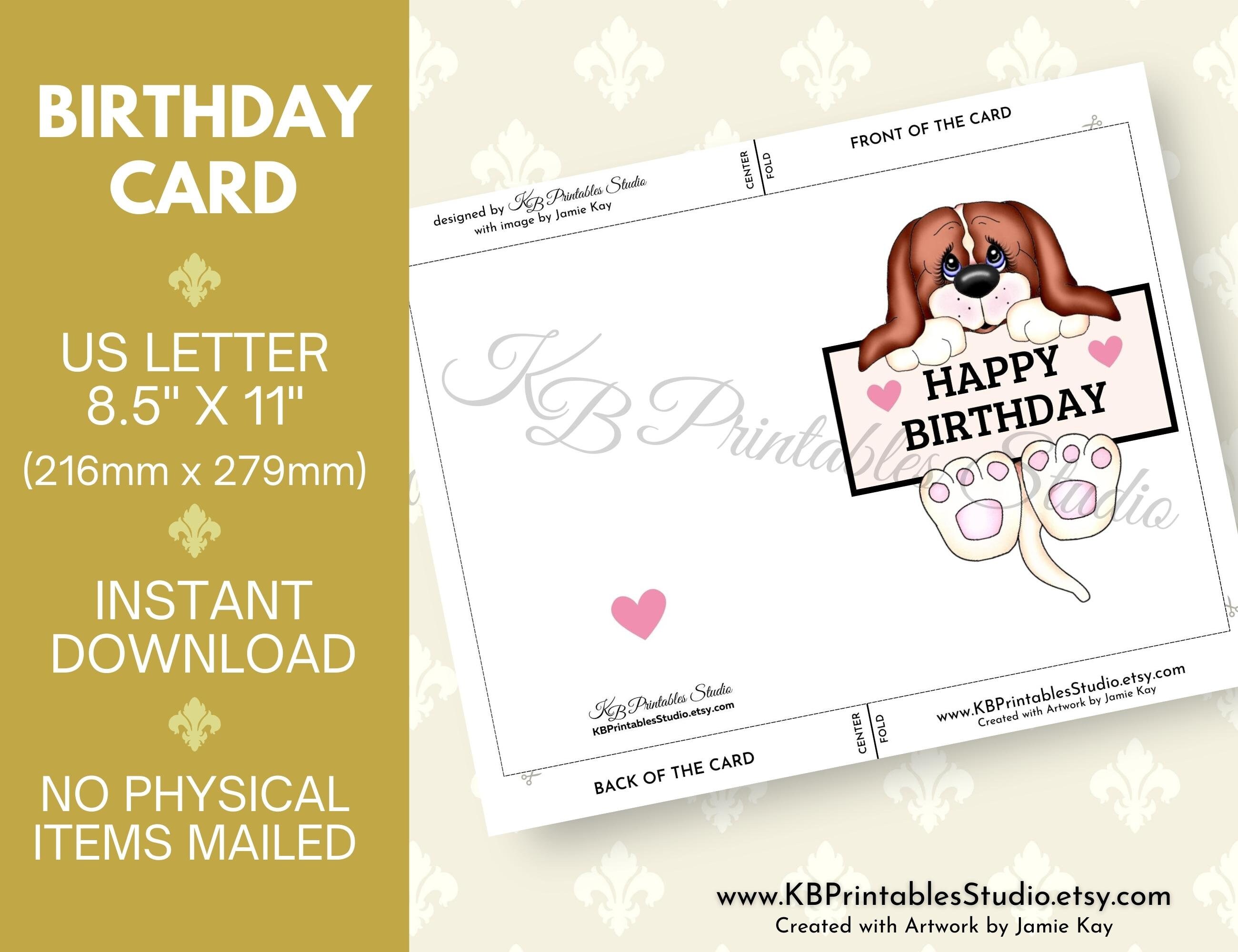 Printable Dog Lovers Birthday Card, Cute Birthday Card, Downloadable ...