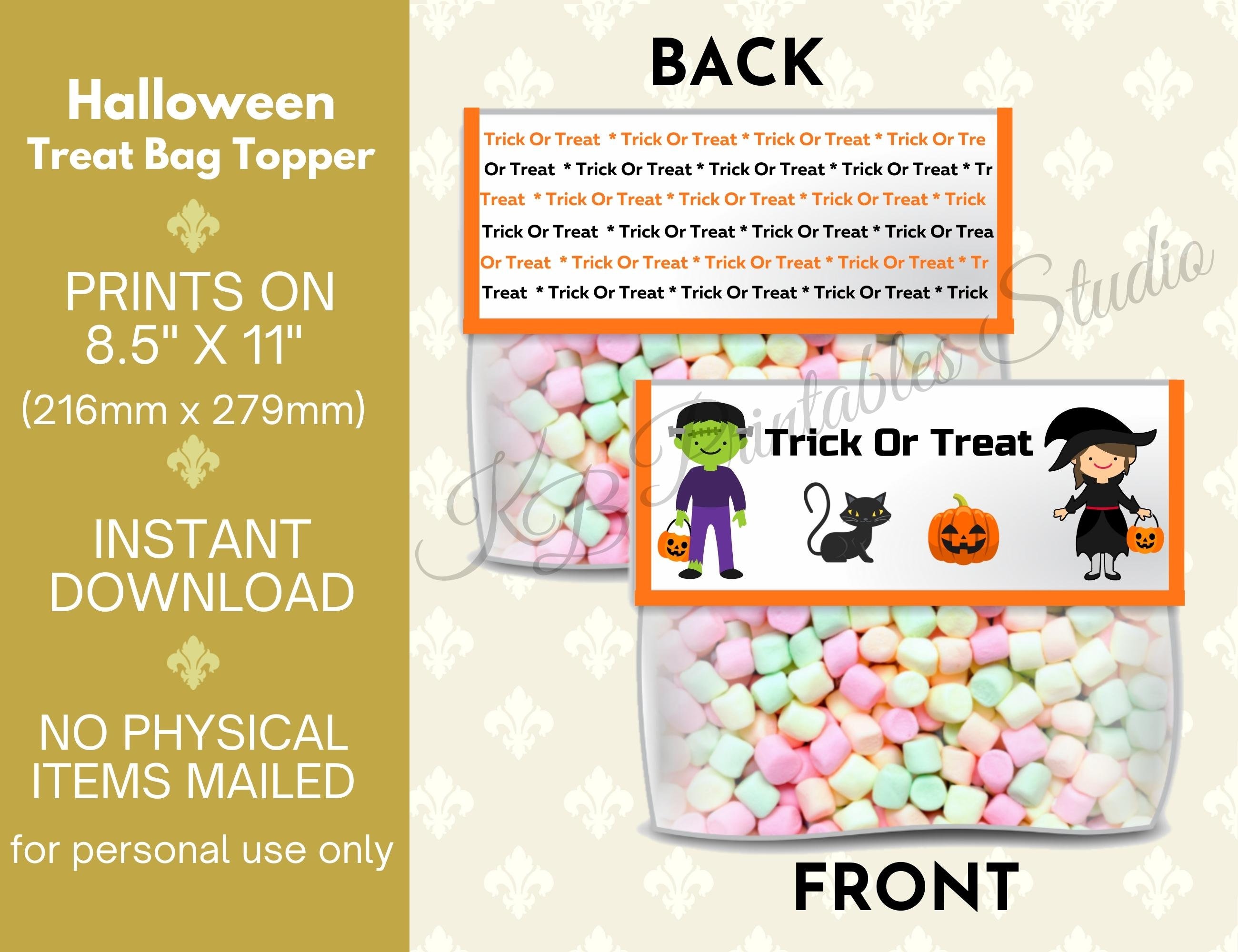 Printable Treat Bag Topper, Halloween Treat Bags, Trick or Treat Bag ...