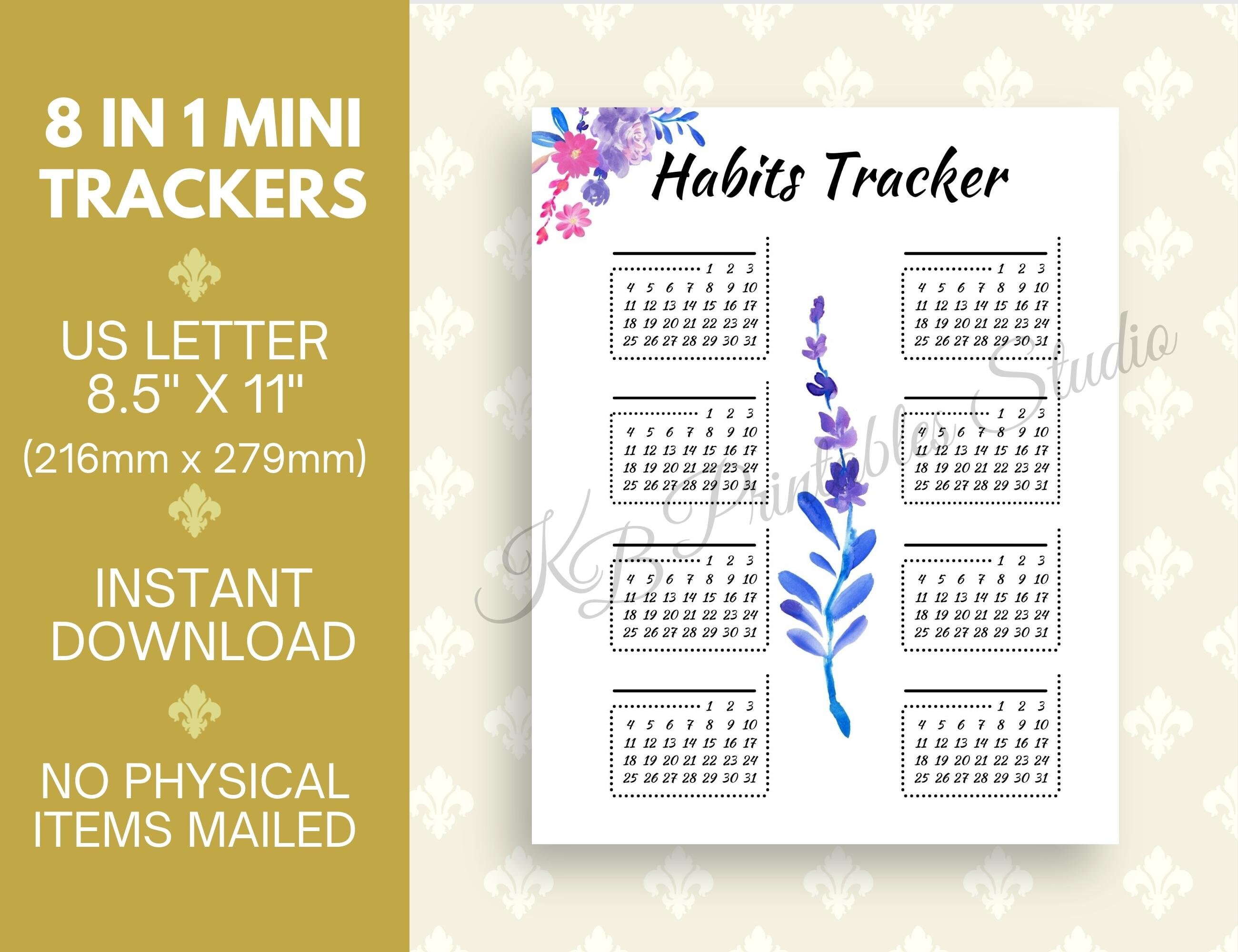 Habit Tracker, 8 in 1 Mini Habit Tracker, Health and Fitness Chart ...
