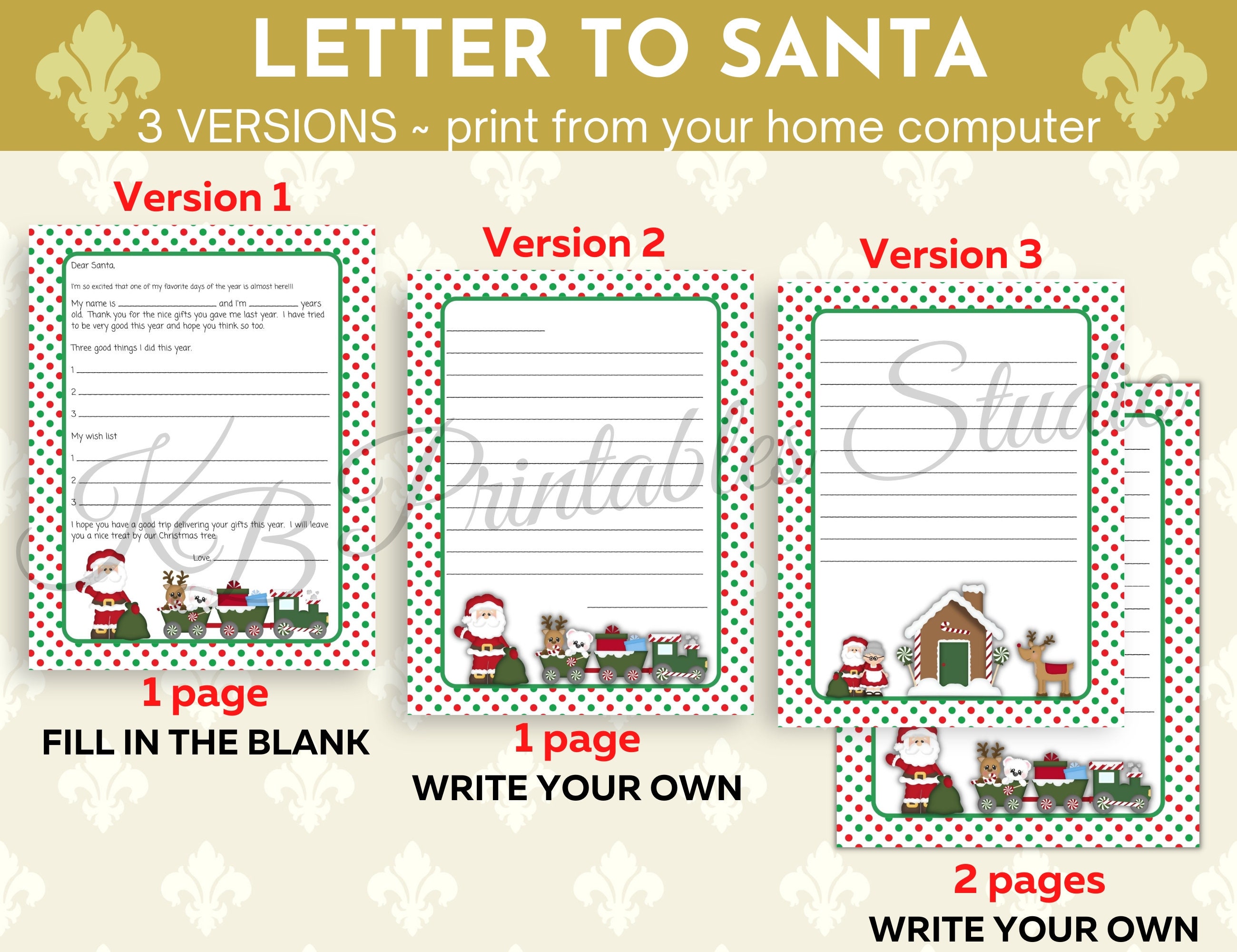 Letter to Santa, Santa Letters, Christmas Letter, Kids Printable Letter ...