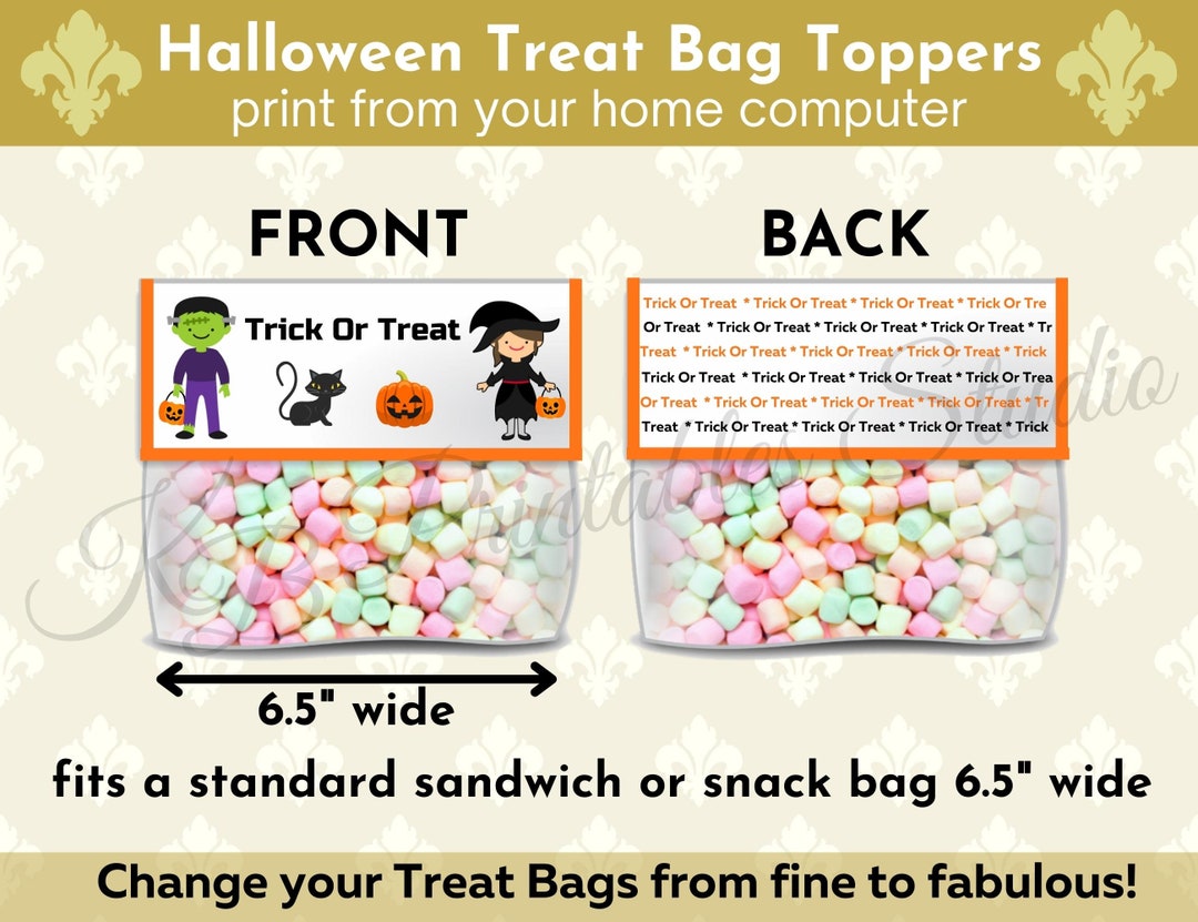 Printable Treat Bag Topper, Halloween Treat Bags, Trick or Treat Bag ...