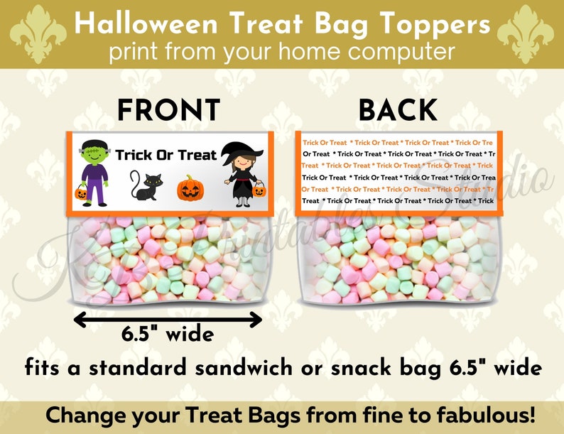 Printable Treat Bag Topper, Halloween Treat Bags, Trick or Treat Bag ...