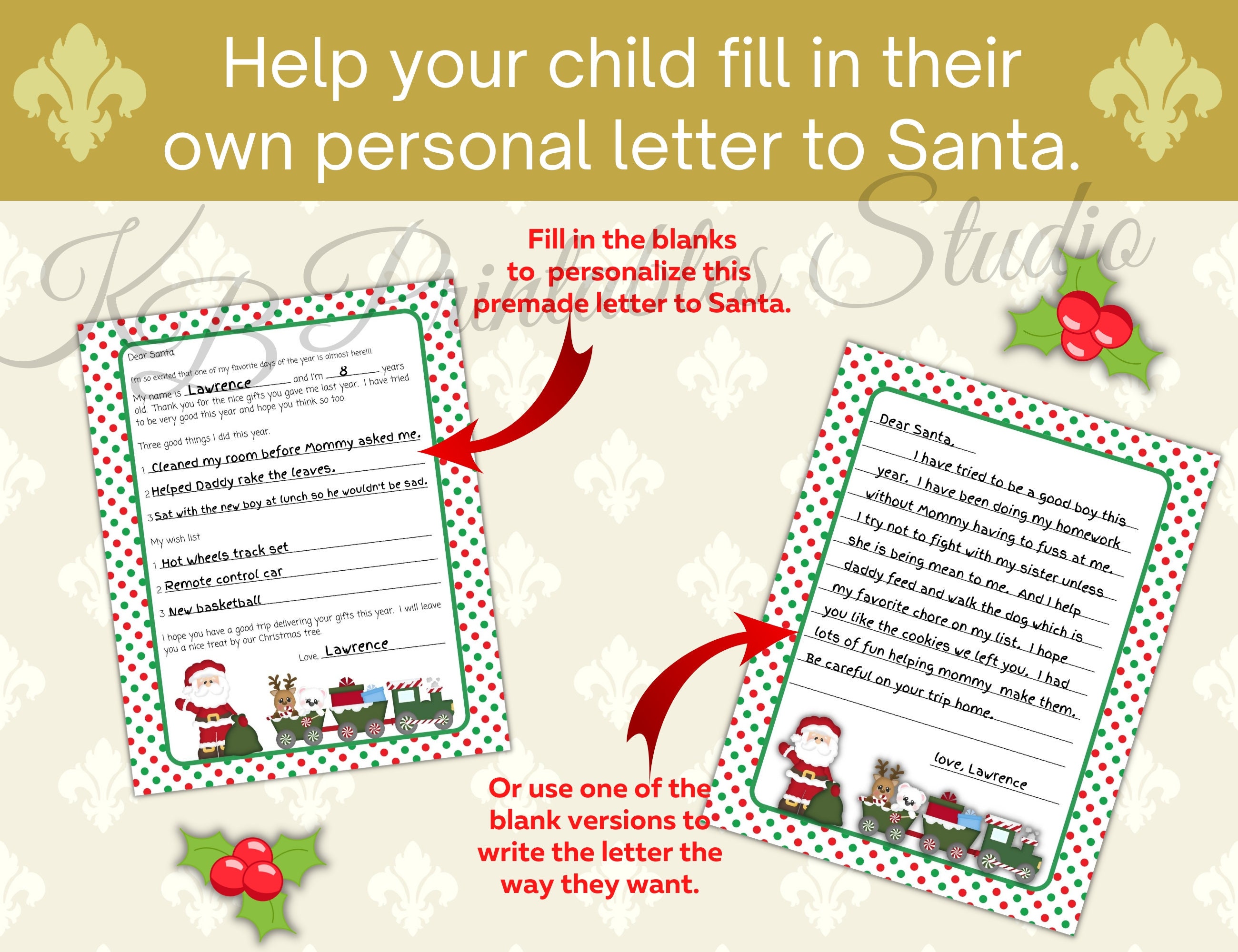 Letter to Santa, Santa Letters, Christmas Letter, Kids Printable Letter ...