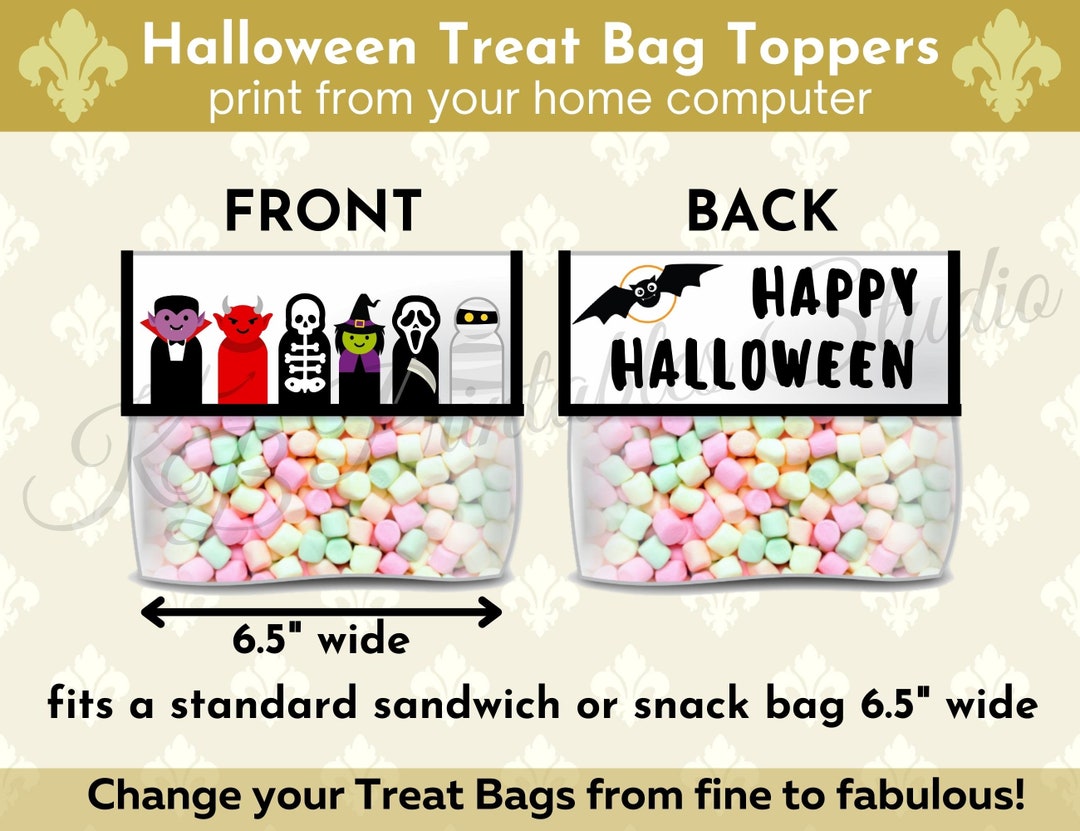 Printable Halloween Treat Bag Toppers (PDF Download) - Etsy