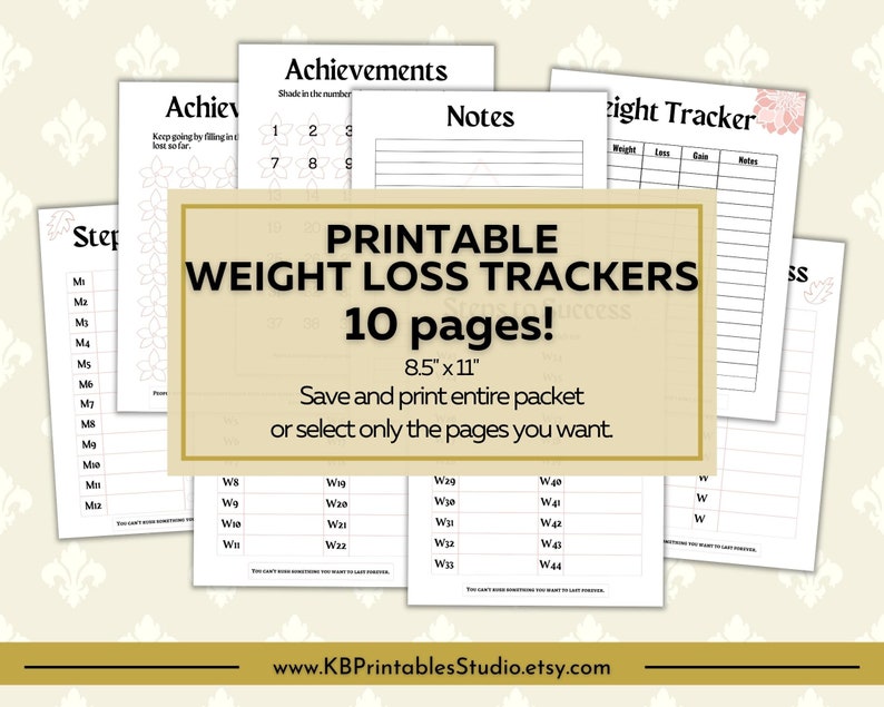 Weight Loss Tracker, Weigh-in Chart, Weight Loss Planner, Printable ...