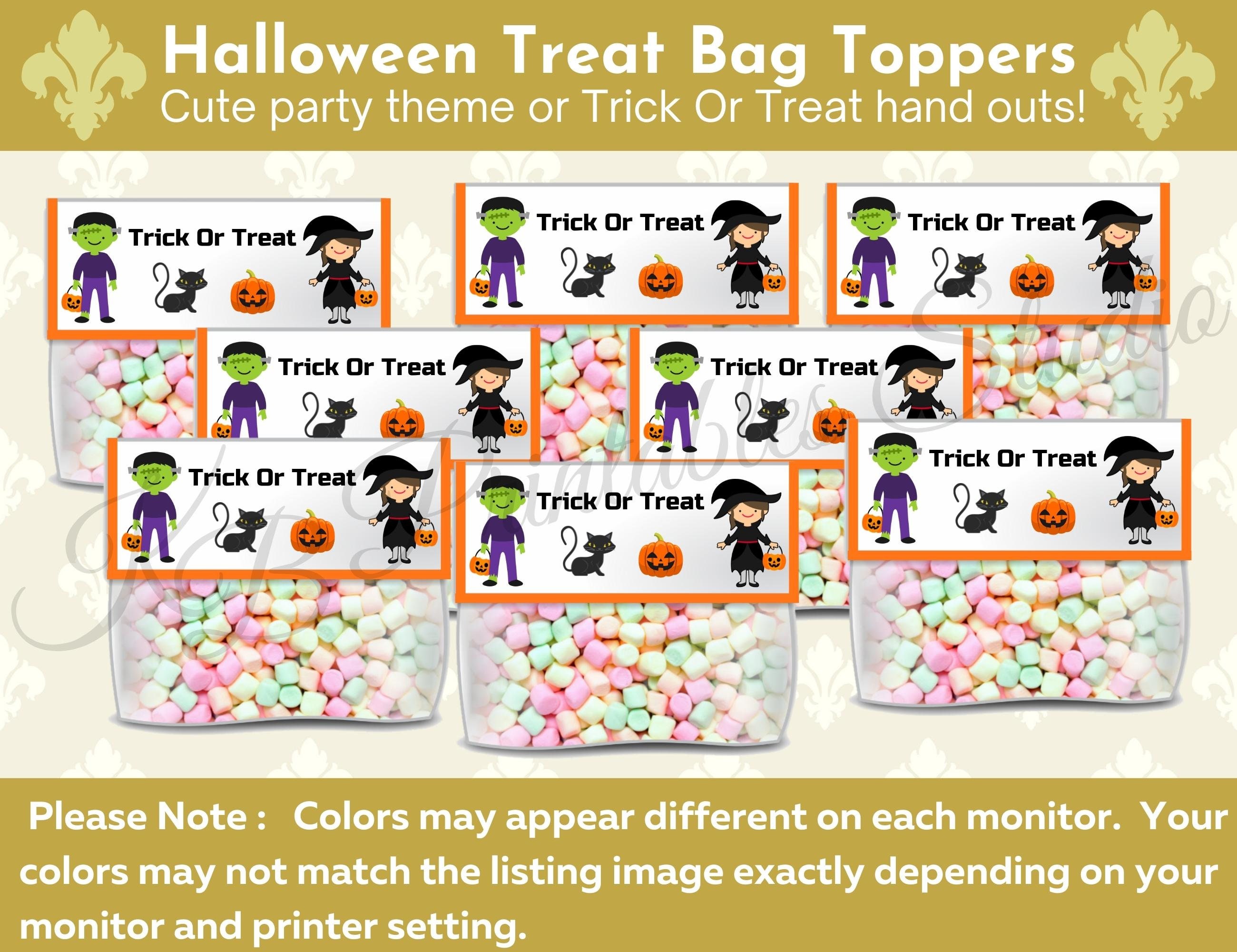 Printable Treat Bag Topper, Halloween Treat Bags, Trick or Treat Bag ...