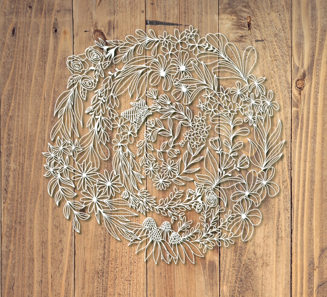 Papercutting Template PDF Digital Download Floral Wreath Spiral - Etsy