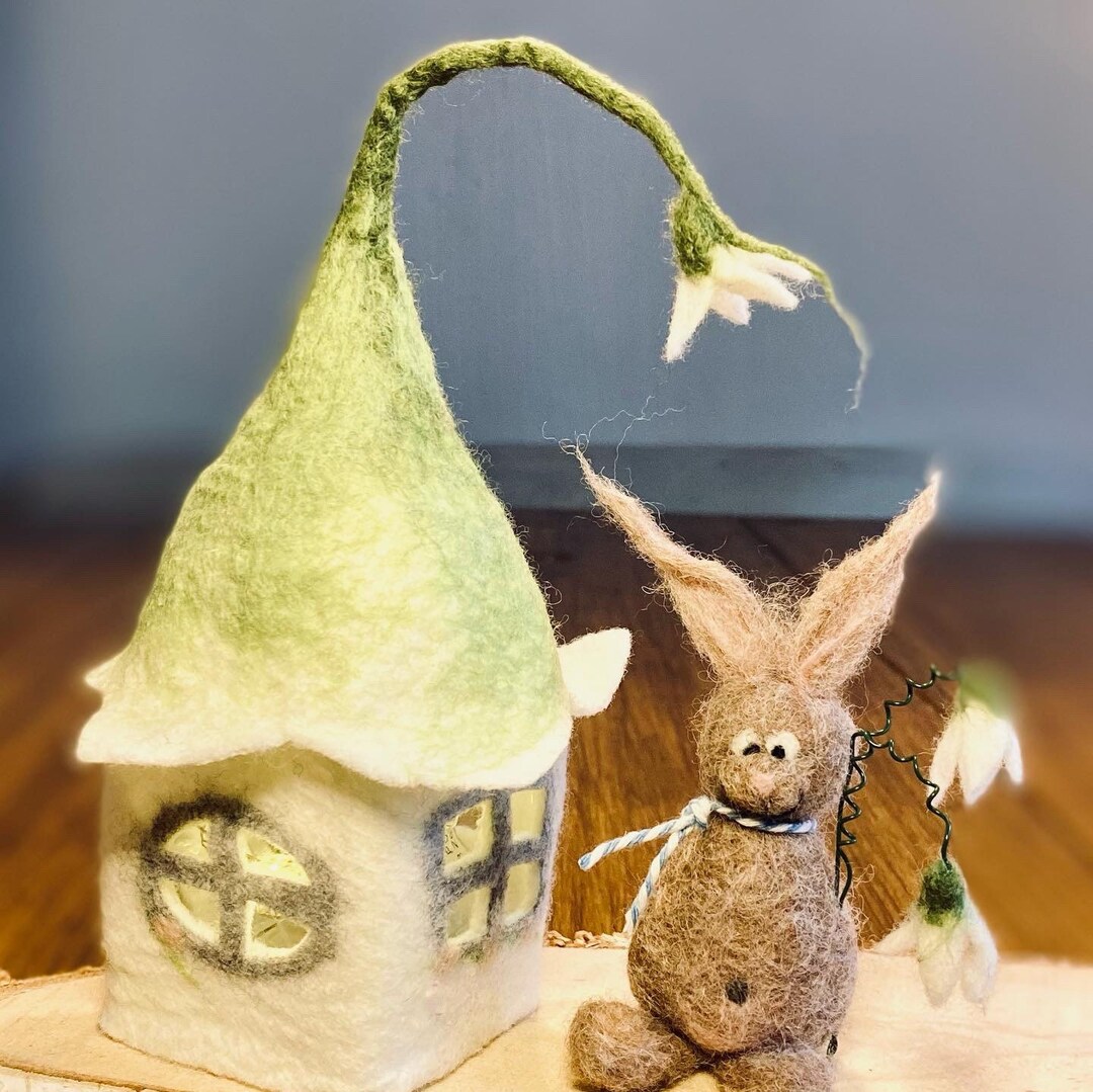 Felted Snowdrop House With Heinz Rabbit Hand-felted - Etsy New Zealand