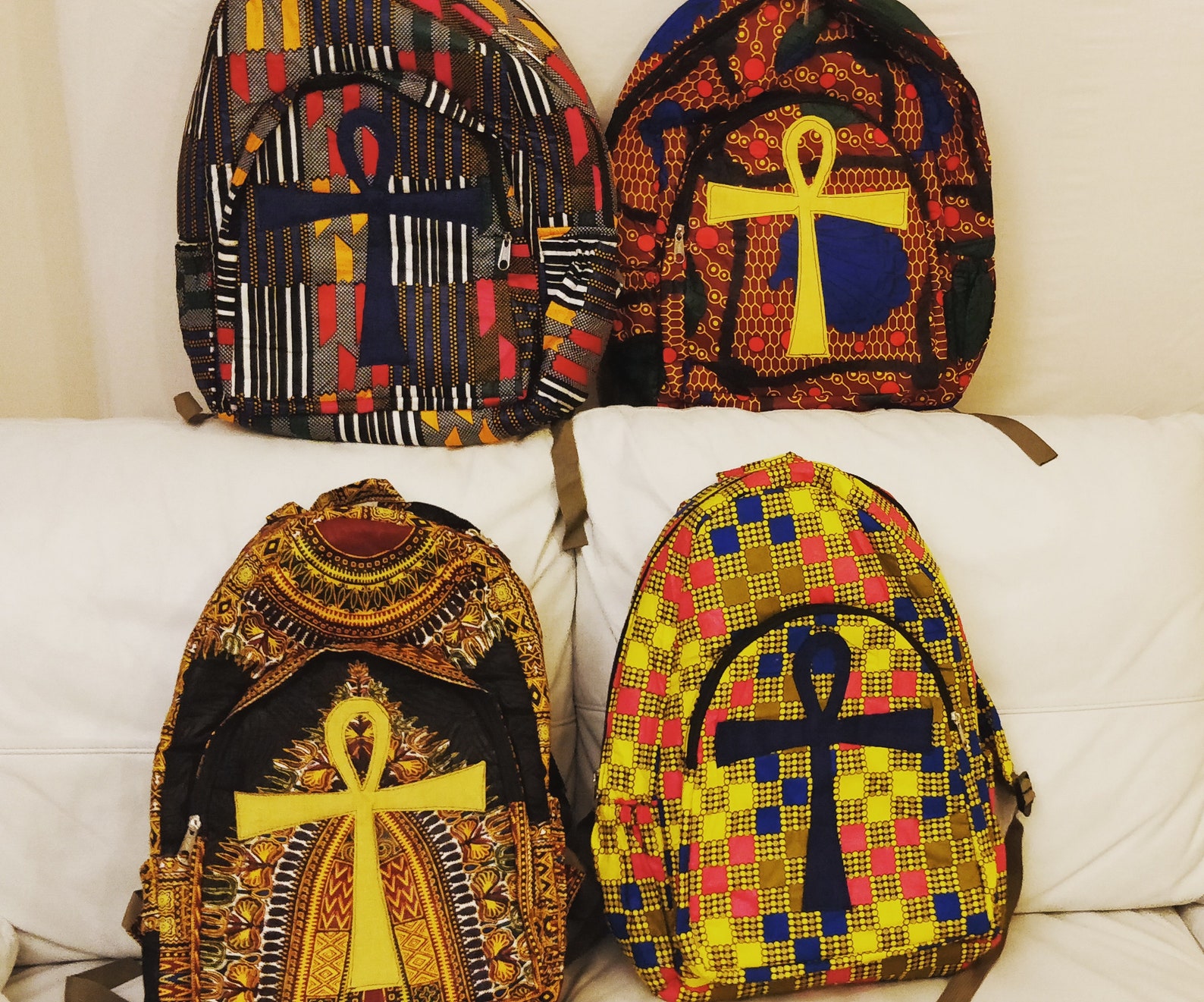 Ankh African Print Bags ( Orange/blue ) - Etsy UK