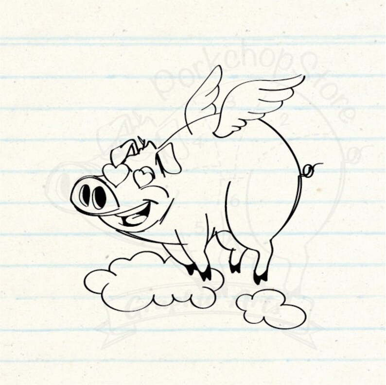 Pig Svg, Flying Pig Svg, Piggy Svg, DXF, PNG, Cutting File, Printable ...