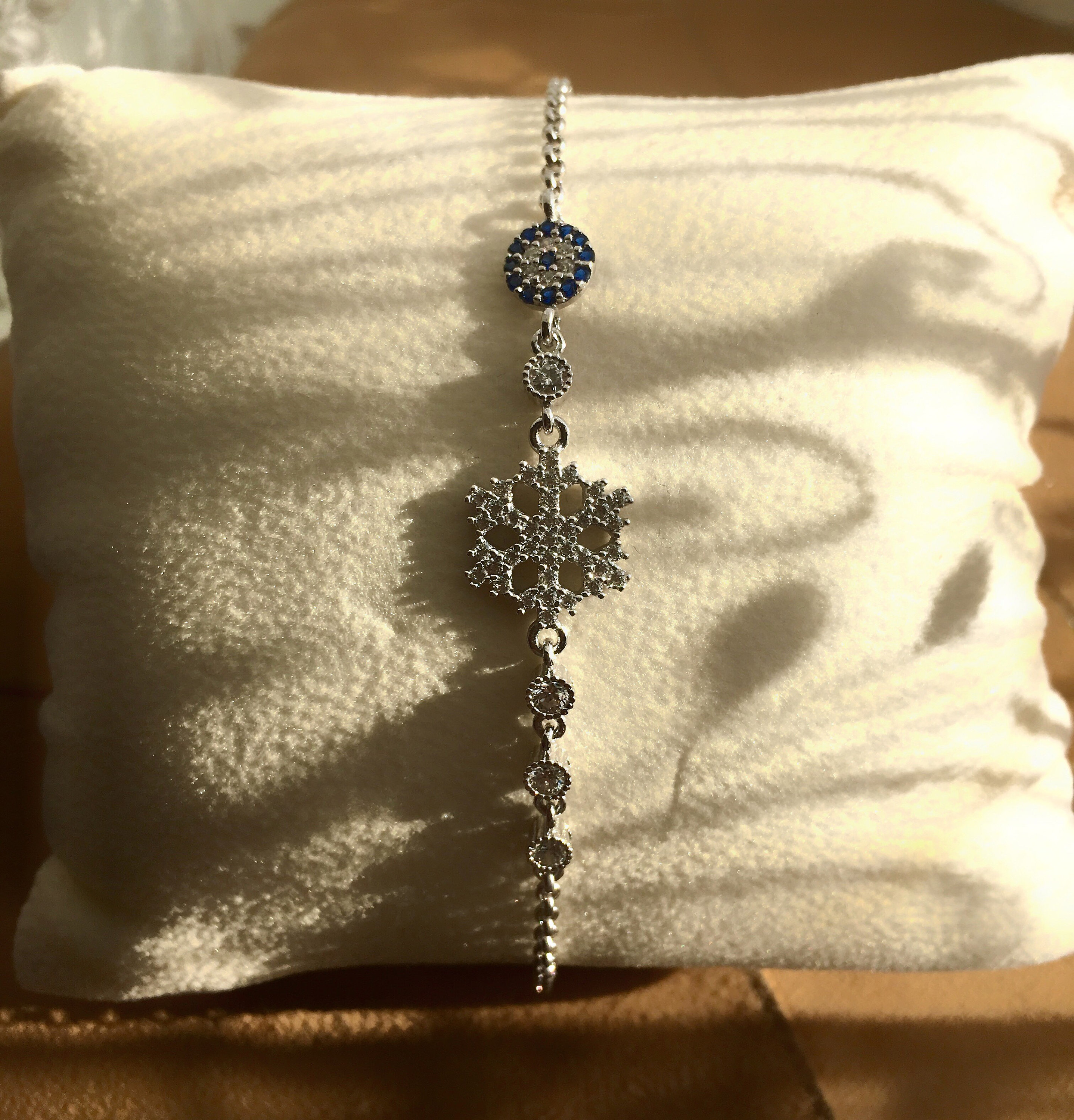 Snowflake Bracelet Sterling Silver Bracelet Evil Eye - Etsy