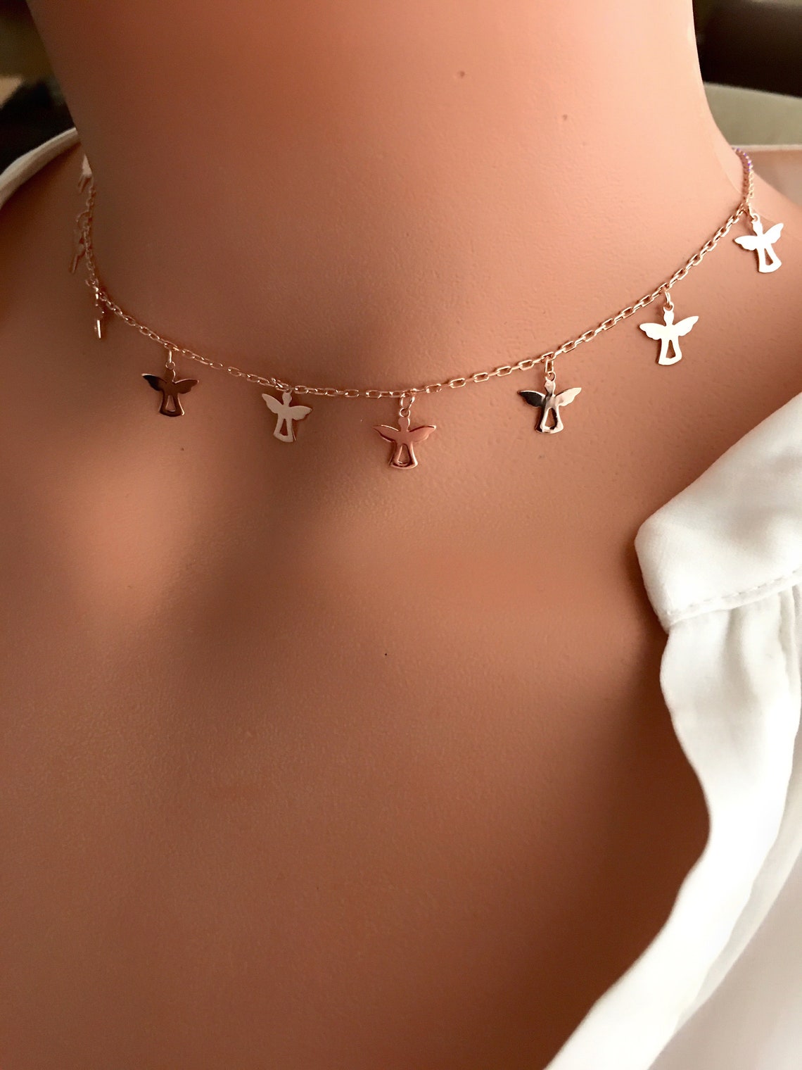 Angel Necklace / Angel Choker / 925 Sterling Silver Necklace / | Etsy