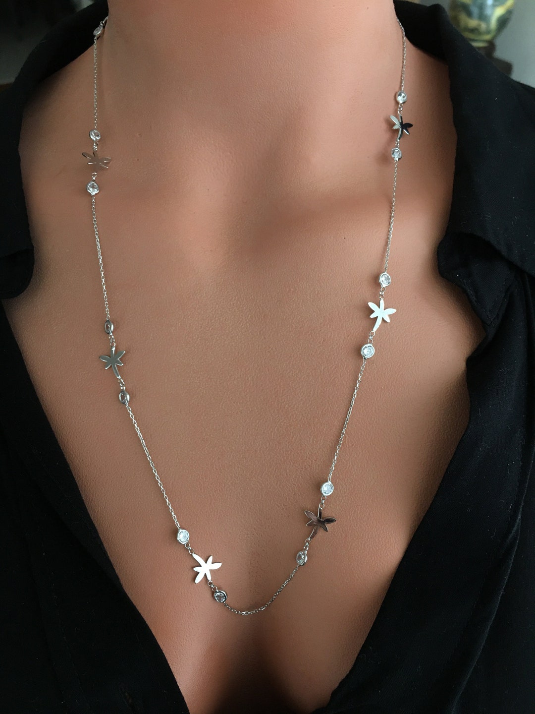 Collier Libellule Collier Long Collier Chaîne Collier - Etsy France