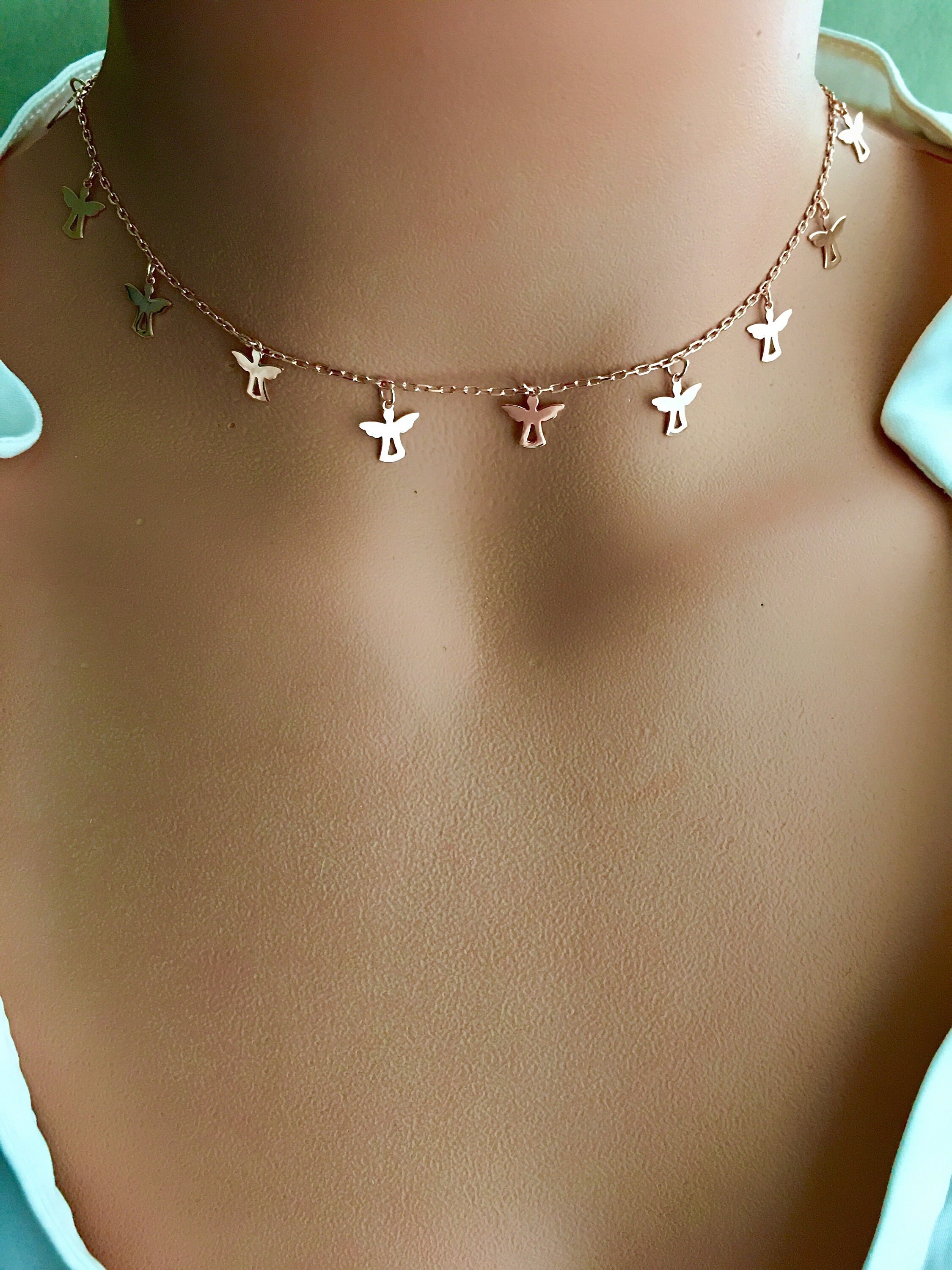 Angel Necklace / Angel Choker / 925 Sterling Silver Necklace / - Etsy