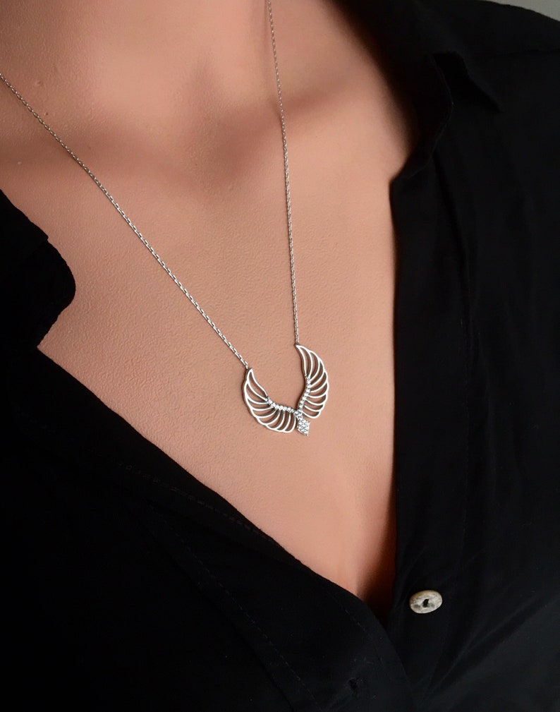 925 Sterling Silver Wings Necklace Angel Wings Necklace - Etsy