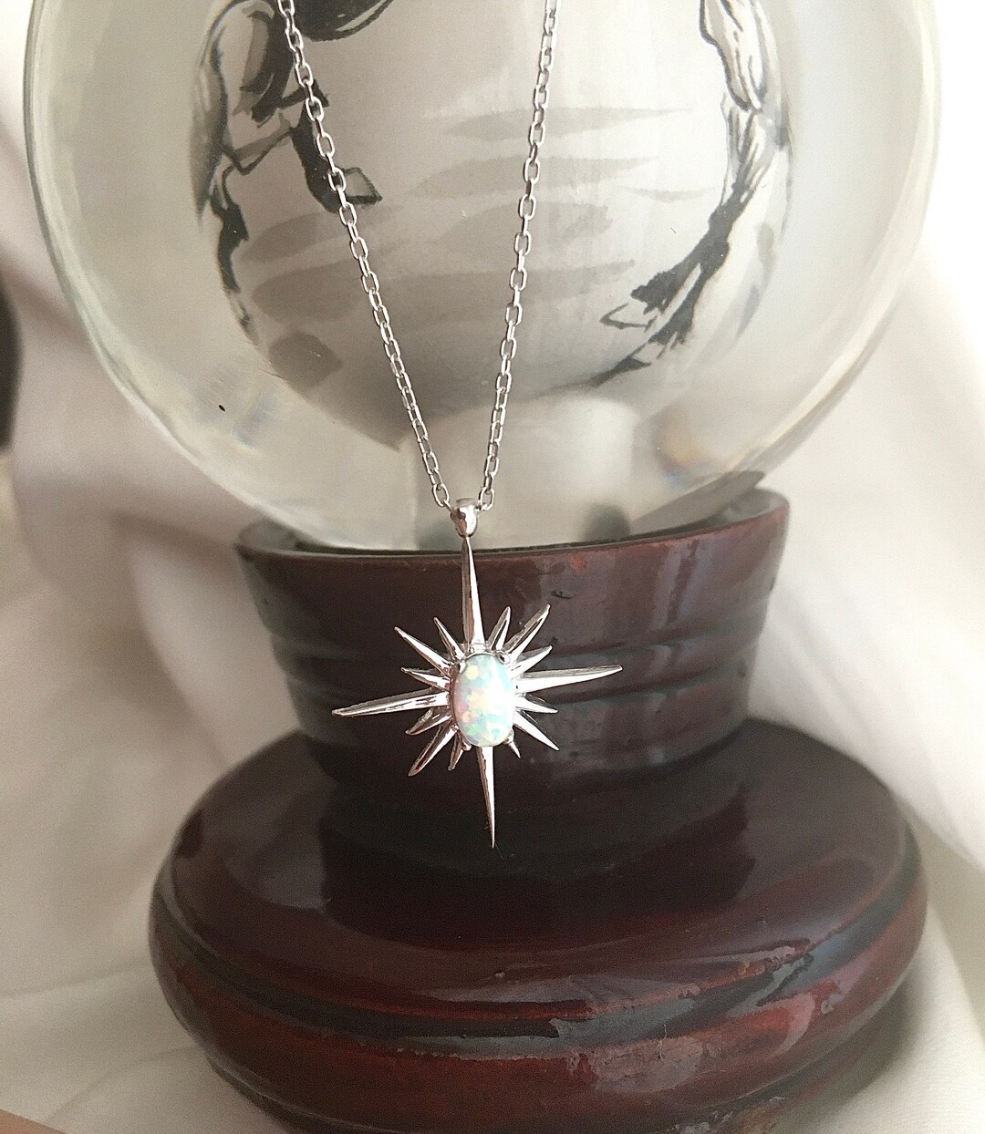 Opal Polar Star Necklace / 925 Sterling Silver North Star Necklace ...