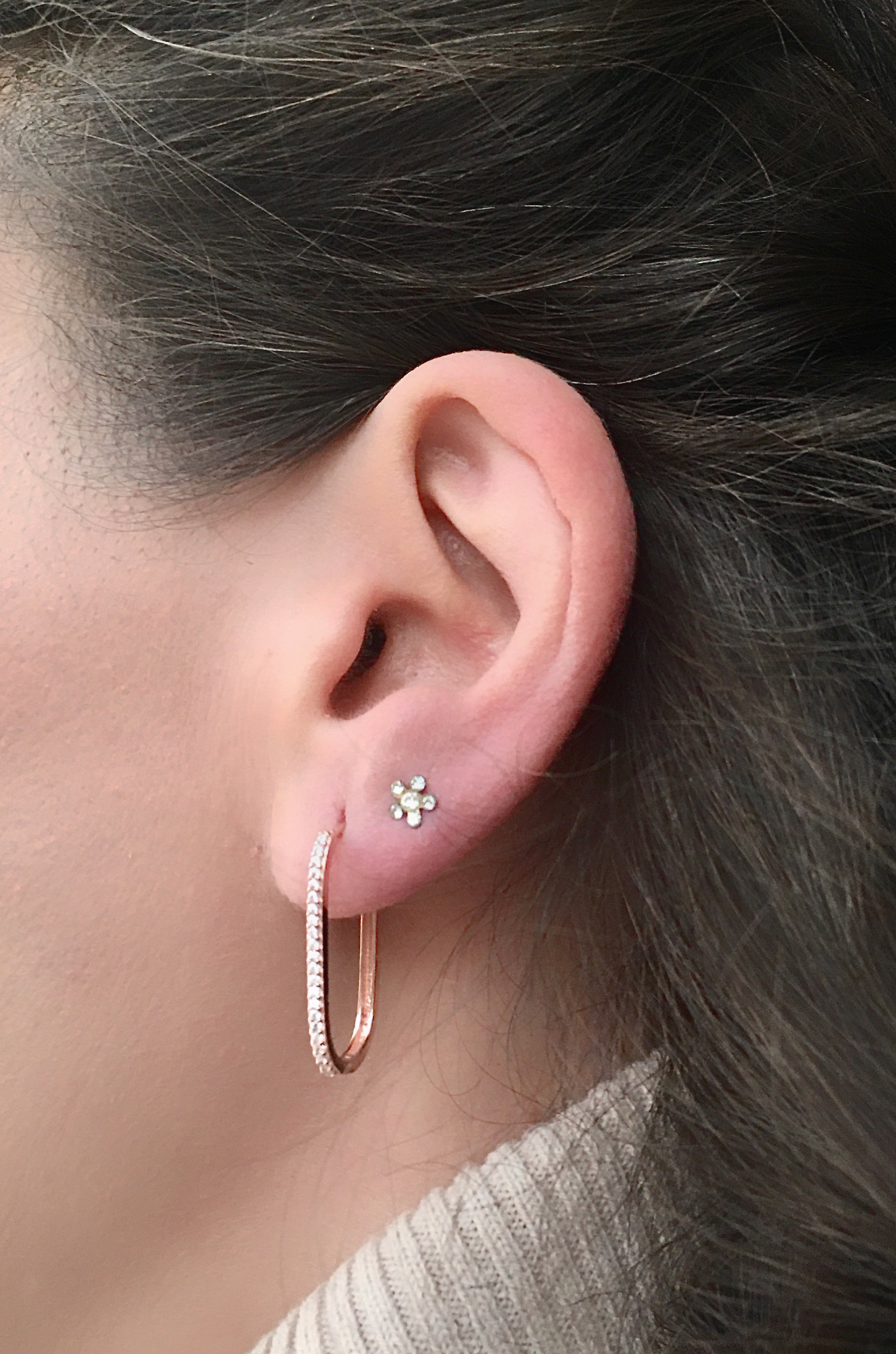 Pave Hoop Earrings / 925 Sterling Silver Earrings / Zircon Huggie Hoop ...