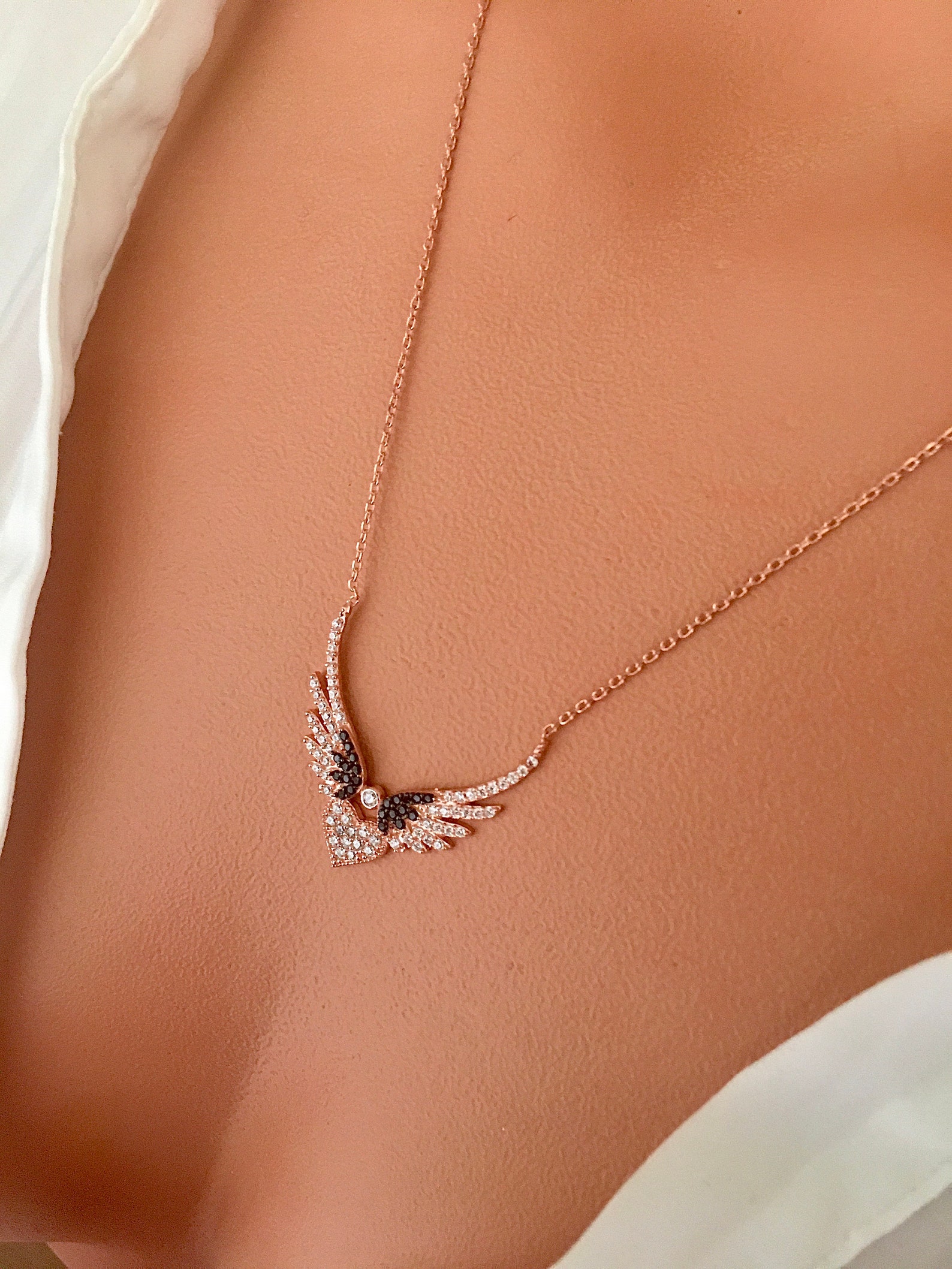 Heart and Wings Necklace / Sterling Silver Necklace / Angel - Etsy
