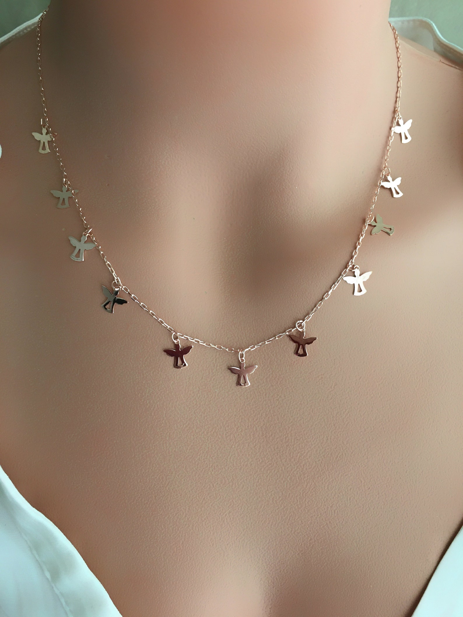 Angel Necklace / Angel Choker / 925 Sterling Silver Necklace / | Etsy