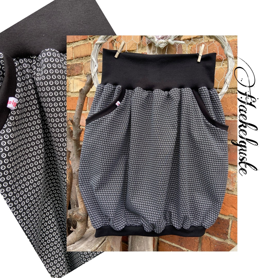 Kleine Kullern BIO Ballonrock Wunschgröße Jersey schwarz Punkte Damen ...