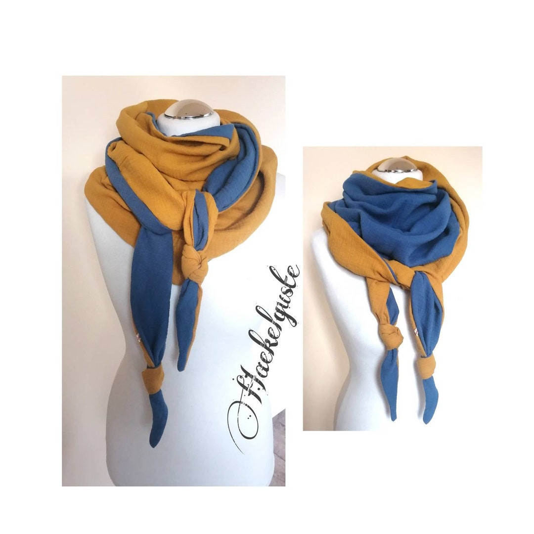 XXL Muslin Turn Triangular Cloth Large Cloth Ladies Blue - Etsy UK