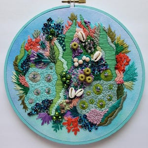 Coral Reef Hand Embroidery Wall Decor, Ocean Vibes Decor, Hoop Art ...