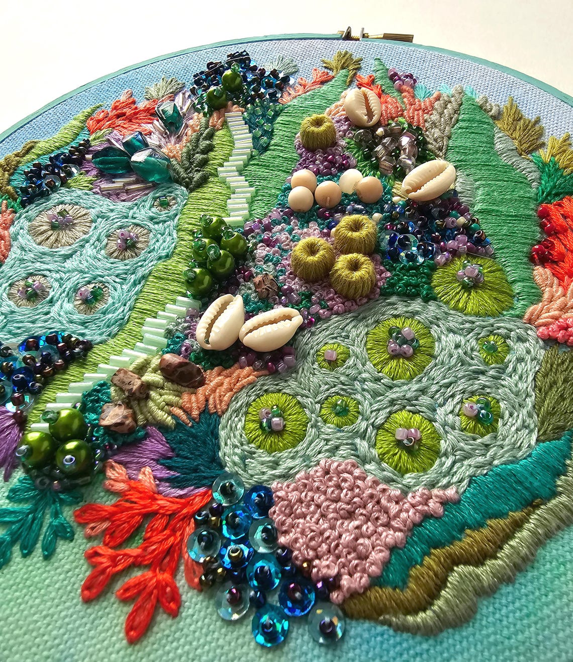 Coral Reef Hand Embroidery Wall Decor, Ocean Vibes Decor, Hoop Art ...