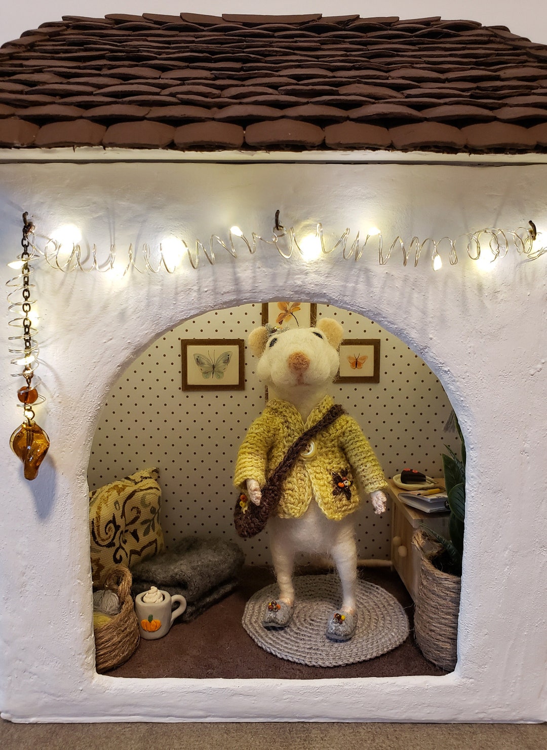Cozy Miniature Decorative Doll House With a Wool Felted Toy Rat - Etsy