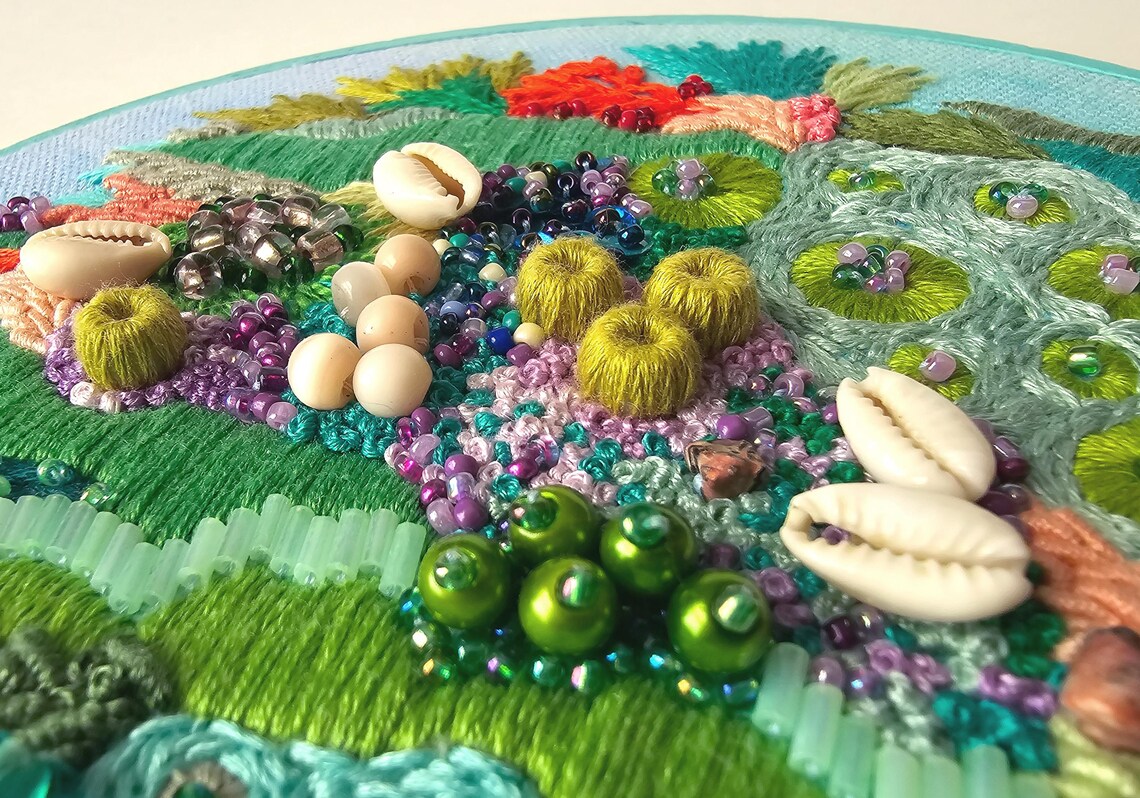 Coral Reef Hand Embroidery Wall Decor, Ocean Vibes Decor, Hoop Art ...
