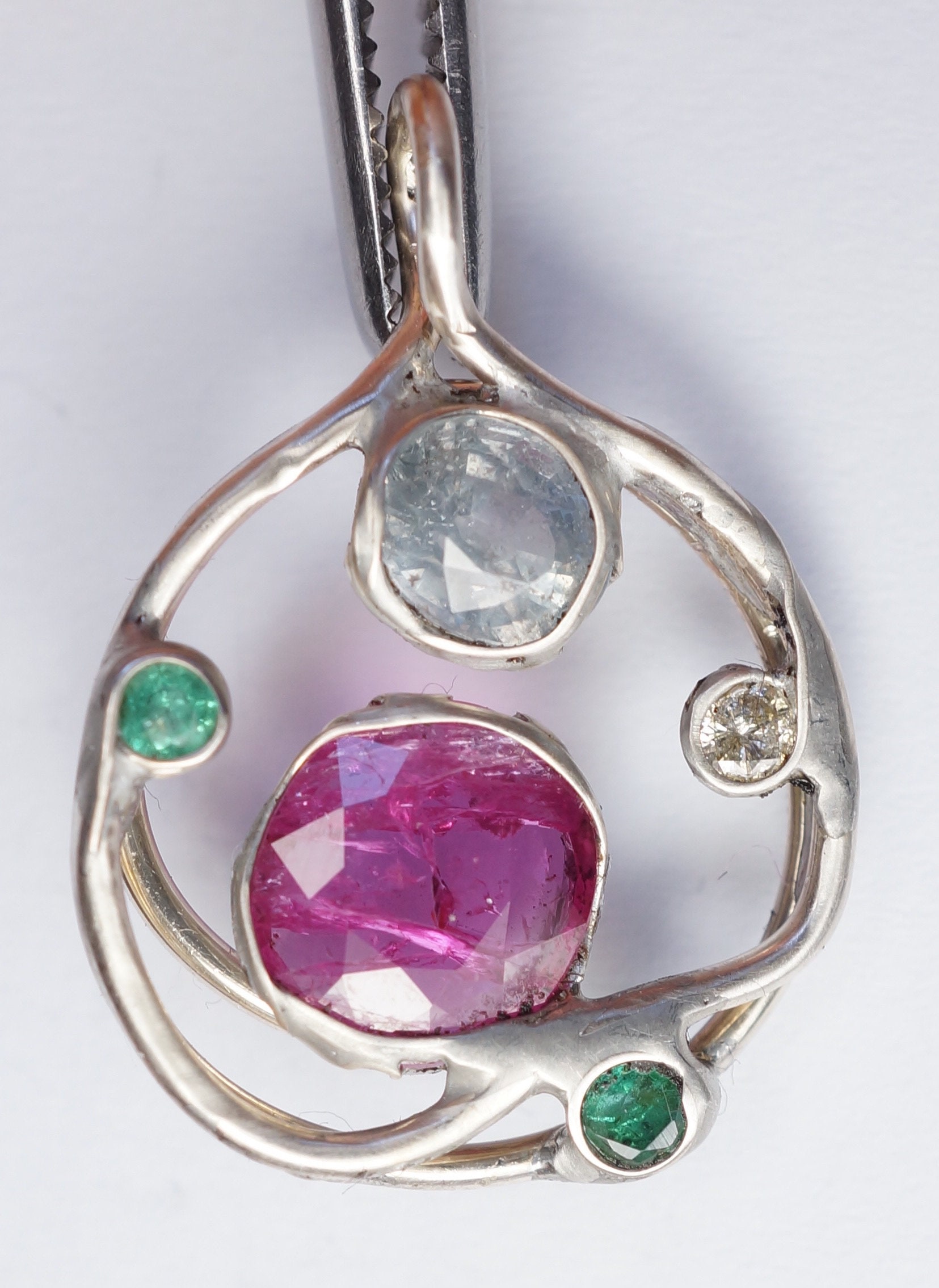 Sapphire Ruby Emerald Diamond Pendant - Etsy