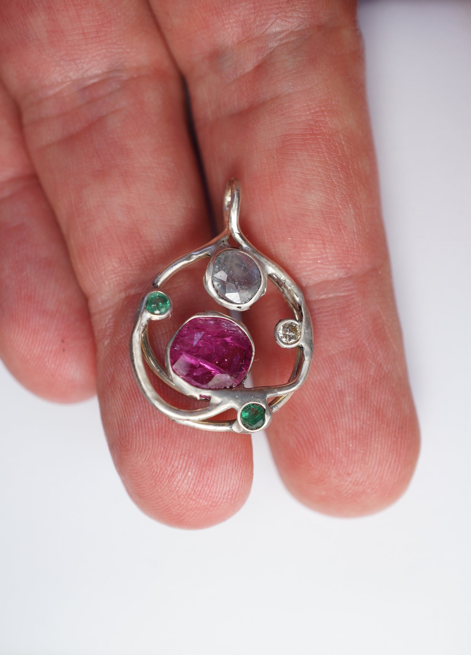 Sapphire Ruby Emerald Diamond Pendant - Etsy