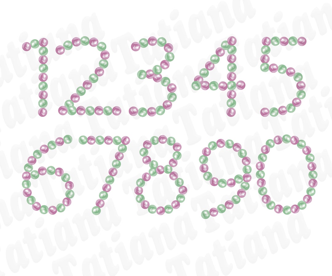 Pearl Numbers Clipart, Number and Glyph PNG Files, Pastel Color Gems ...