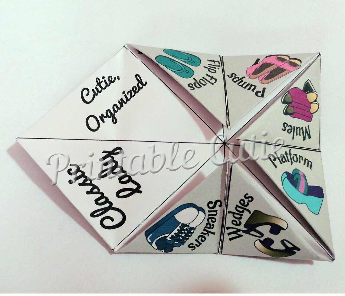 Women Shoes Cootie Catcher, Fashion Fortune Teller, Shoes and Character ...