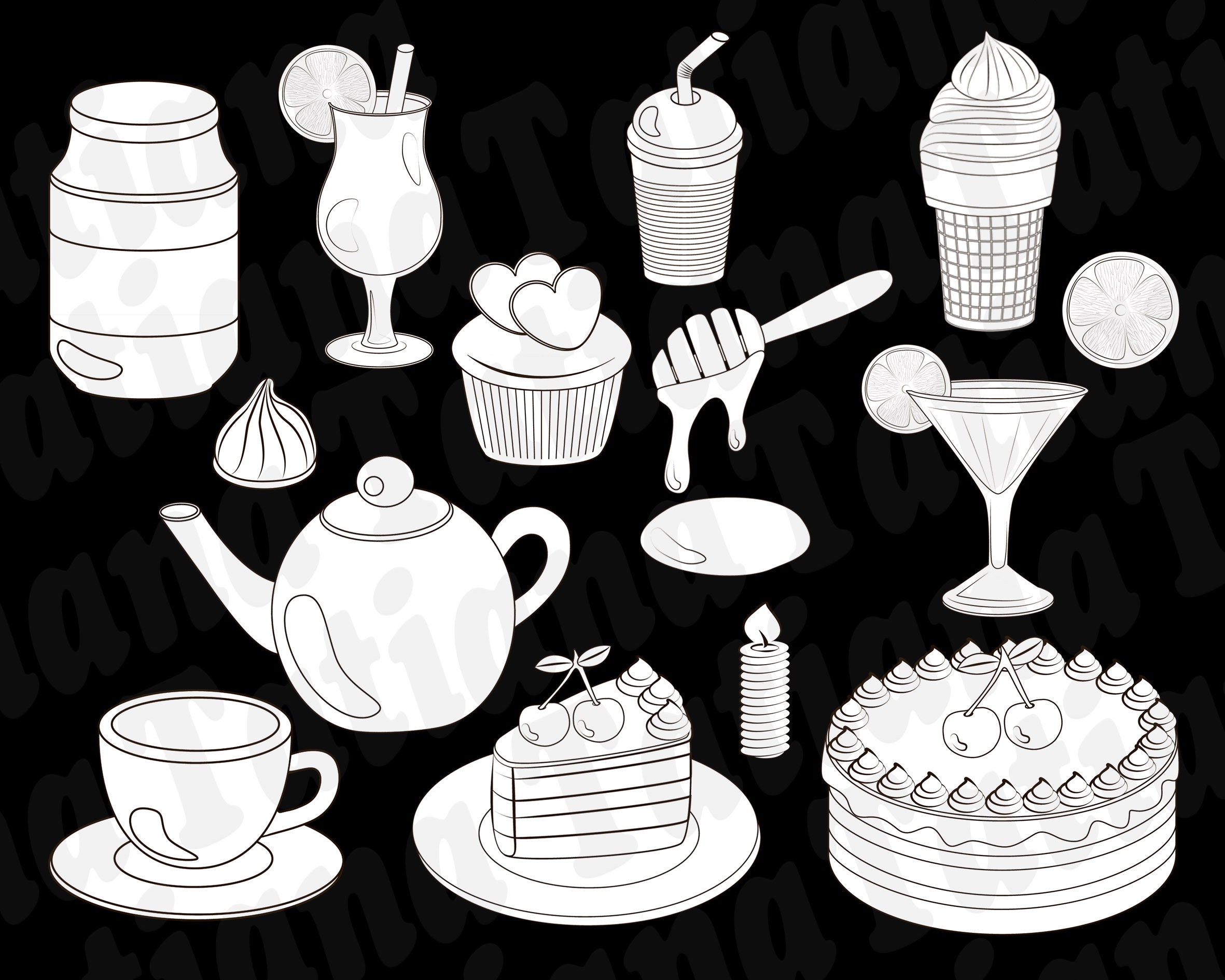 Food Stamps Clipart, Food Logo Design, Cake Art Print, Cake Silhouette ...