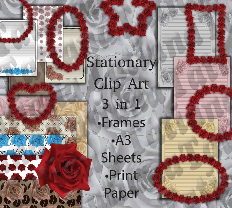Rose Frame Clipart, Roses PNG, Digital Art Frames, Floral Borders ...