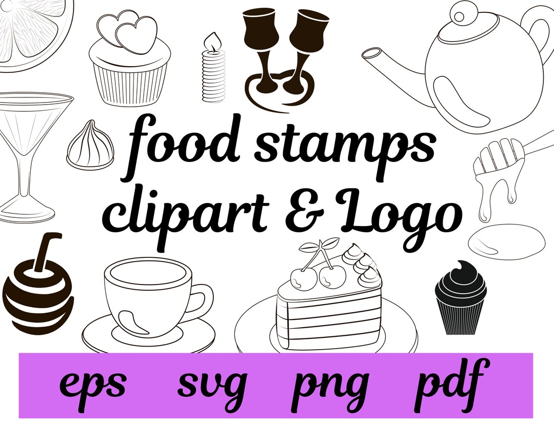 Food Stamps Clipart, Food Logo Design, Cake Art Print, Cake Silhouette ...