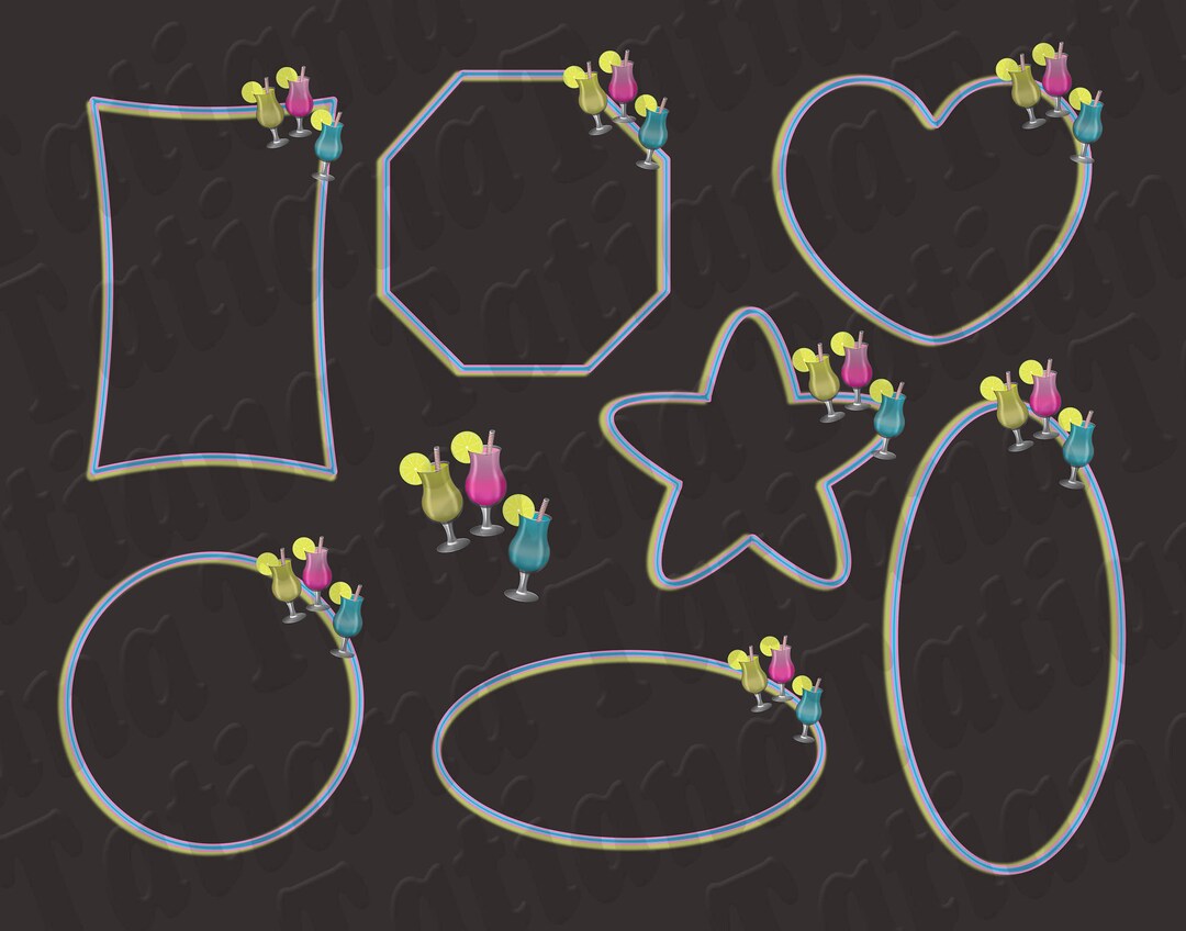 Cocktail Frame Clipart, Printable PNG, Party Frame Art, Photo Gift ...