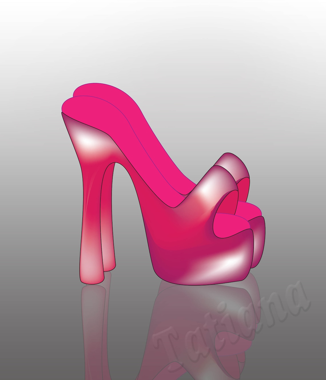 Women Pink Heel Shoes,vector Fashion Home Decor, Instant Download ...