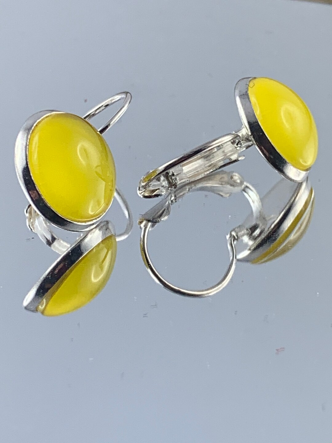 Yellow Cabochon Earrings Earrings 12 Mm Yellow With Leverback Cabochons ...