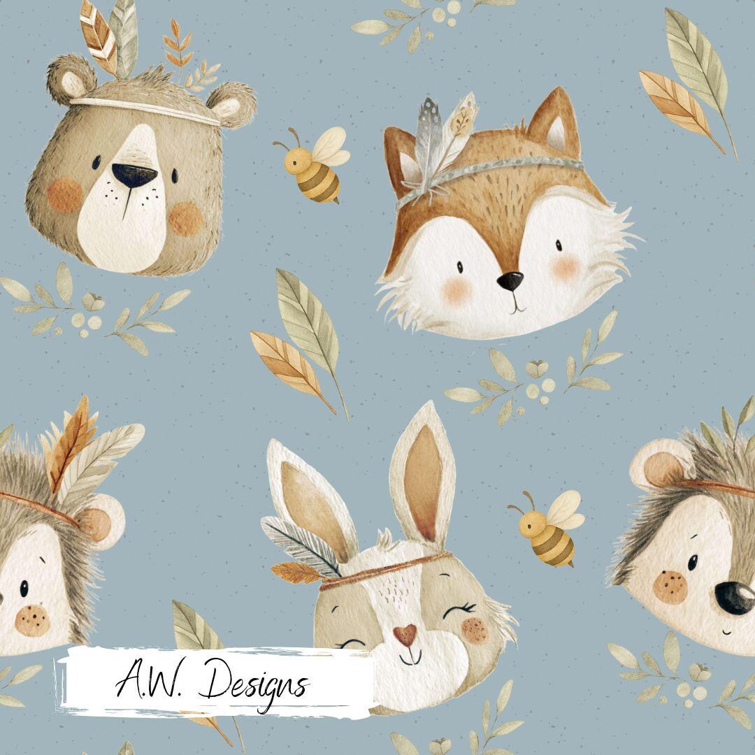Digital Fabric Design Boho Forest Animals – Fox, Hare, Bear & Hedgehog ...