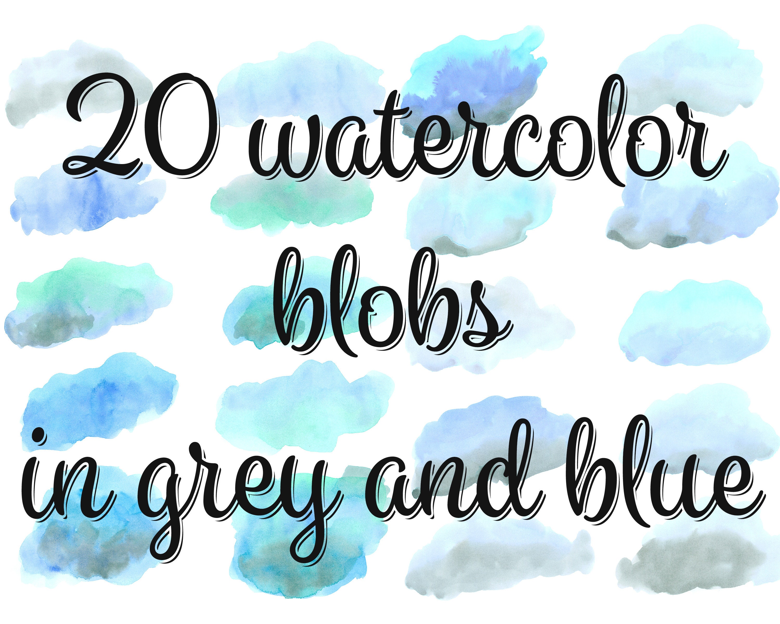 Instant Digital Download 20 Printable Clip Art Watercolor Splashes ...