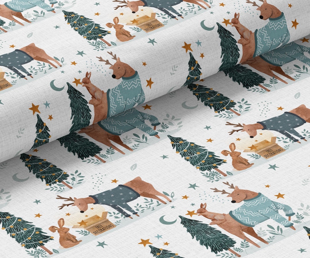 Own Production Organic Jersey / French Terry Animals Christmas - Etsy