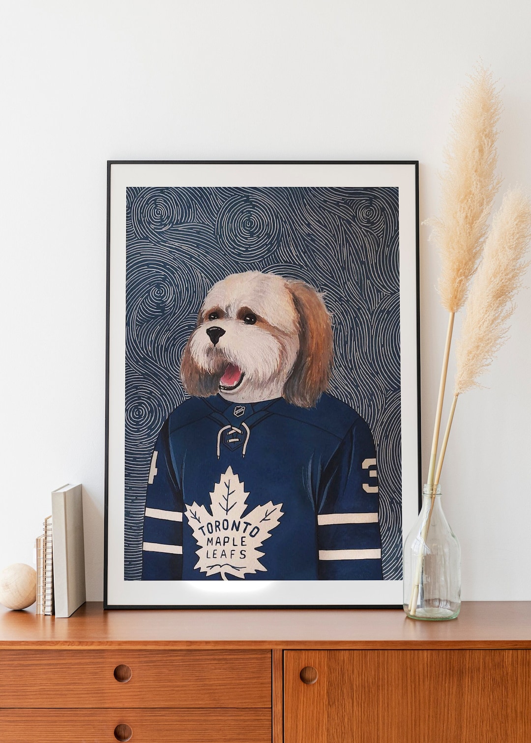 Custom Toronto Maple Leafs Dog Painting Hand-painted Watercolor Pet ...