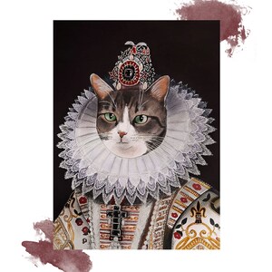 Pet Watercolor Painting Regal Cat Portrait Hand-painted Cat in - Etsy