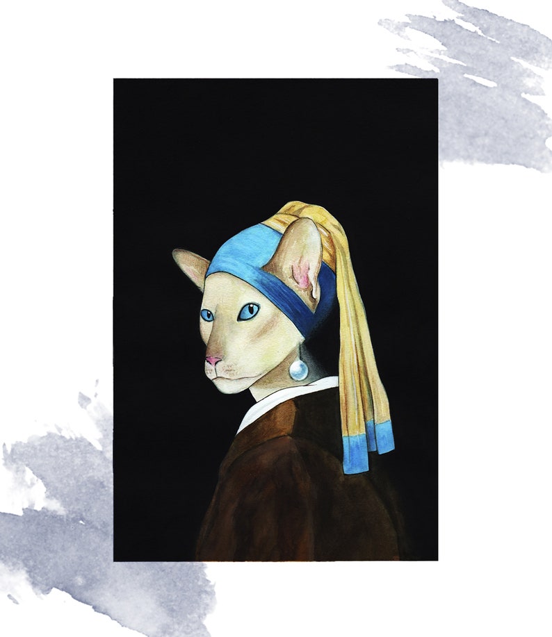 Pet Watercolor Painting Regal Cat Portrait Hand-painted Cat in - Etsy