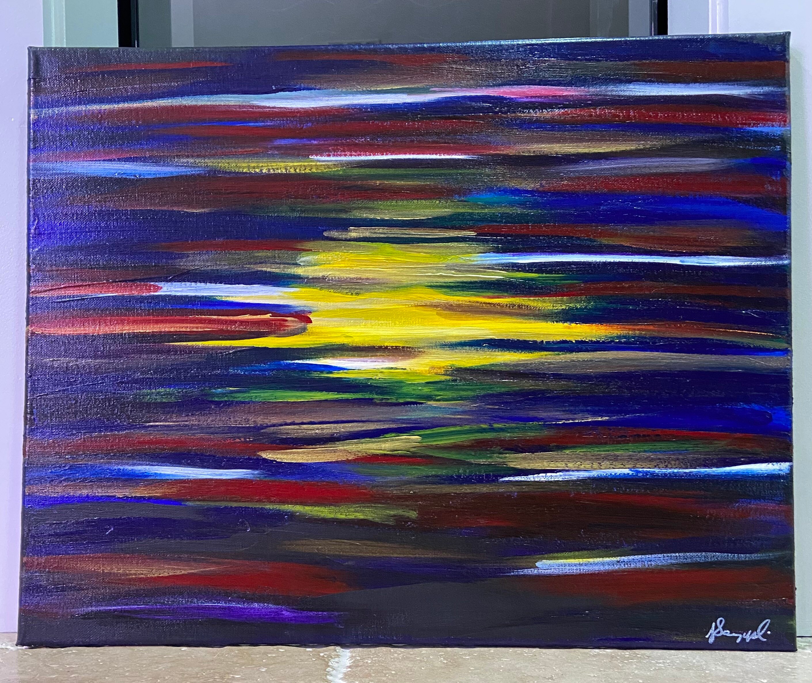 Full Moon Rising Blue Wall Art Full Moon Art Abstract - Etsy