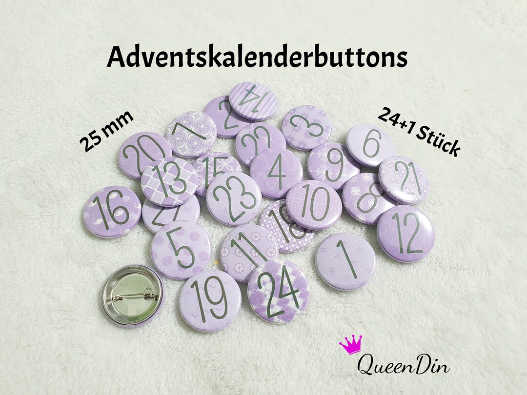 25 Advent Calendar Buttons Ø25 Mm Purple - Etsy