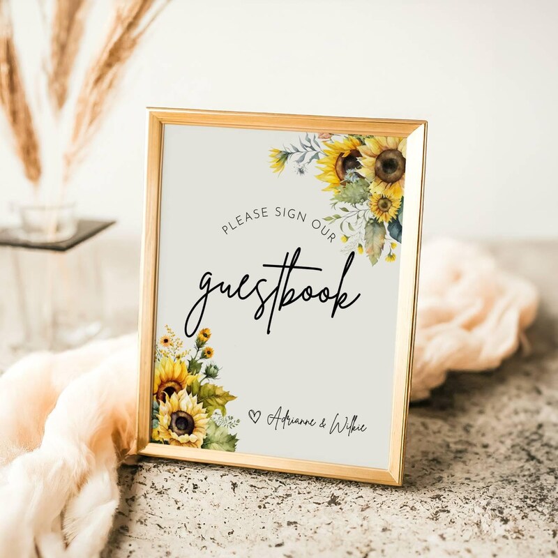Sunflower Guest Book - Etsy