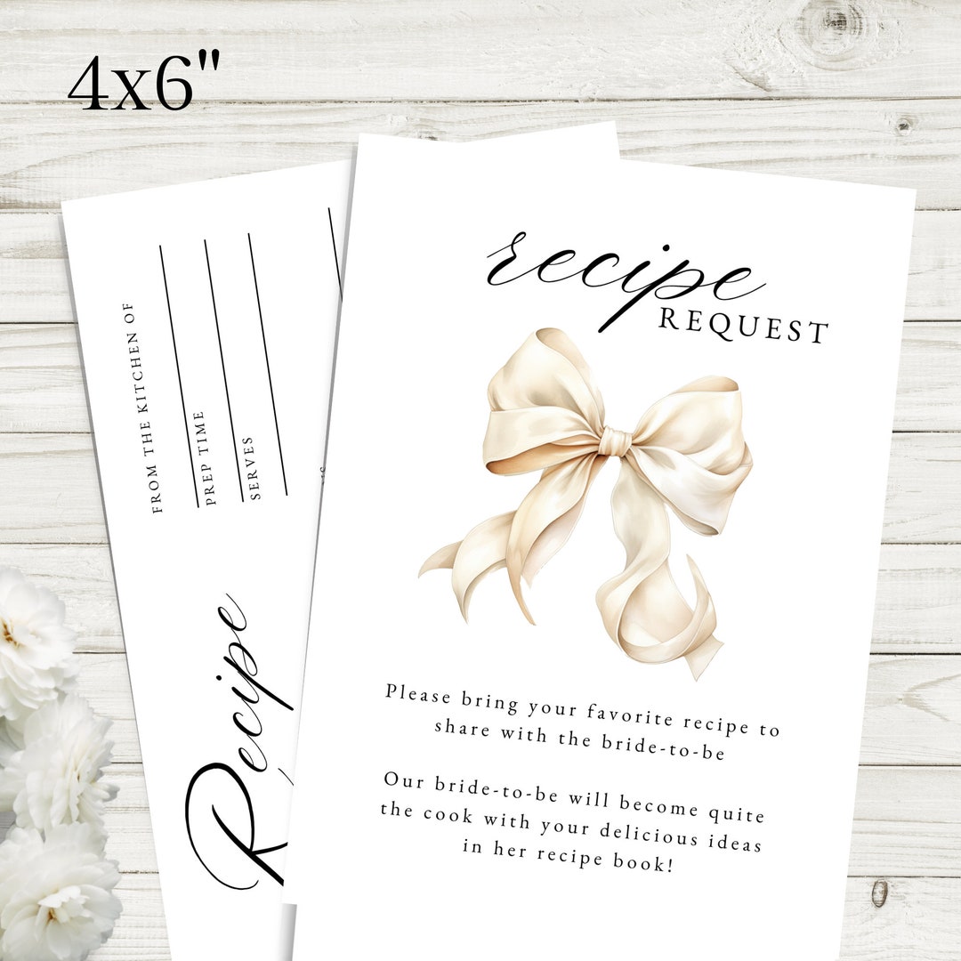 Bridal Shower Recipe Request Card, Recipe Card Bridal Shower, She's ...
